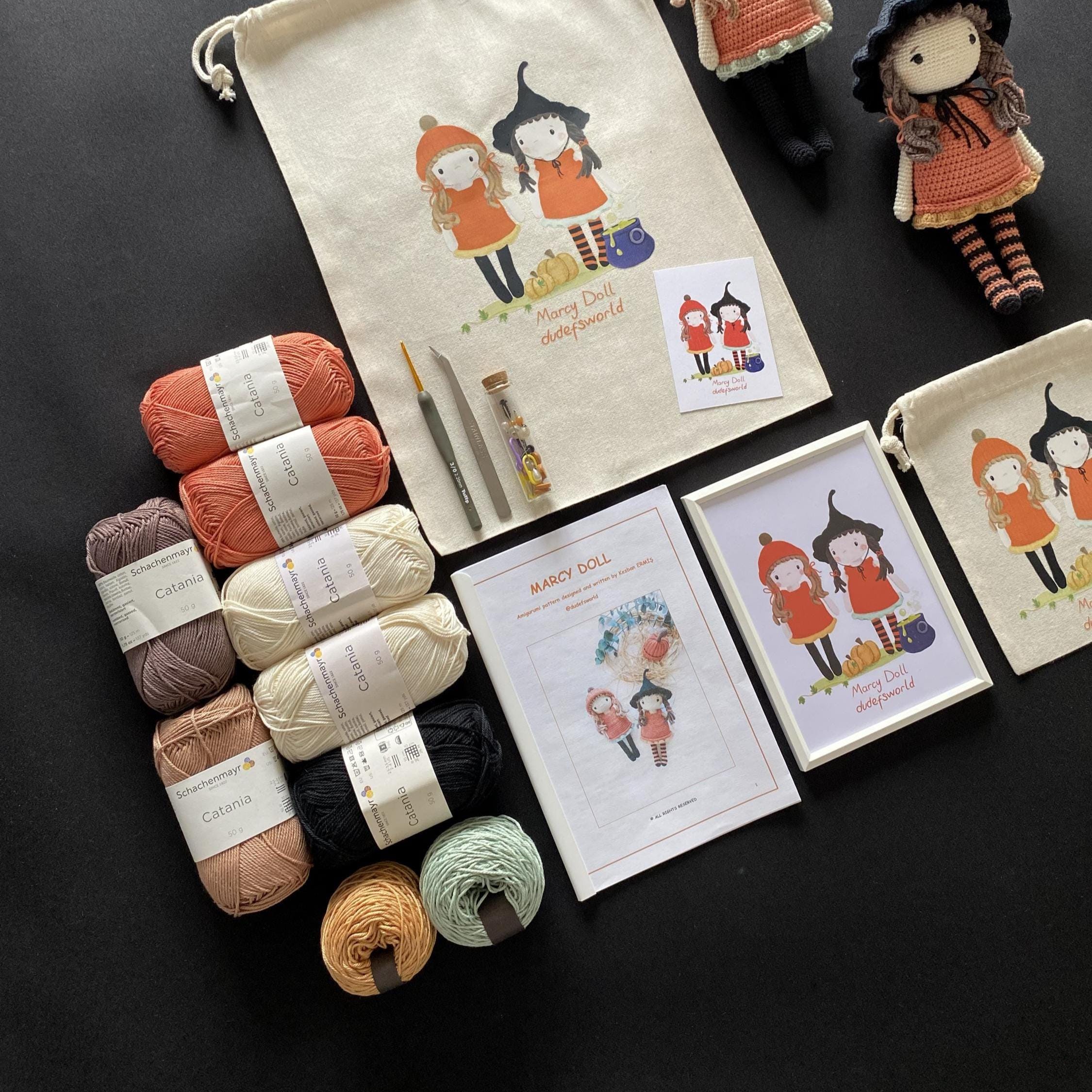 Marcy Doll Crochet Kit With Printed Pattern, Amigurumi DIY Kit (makes ...