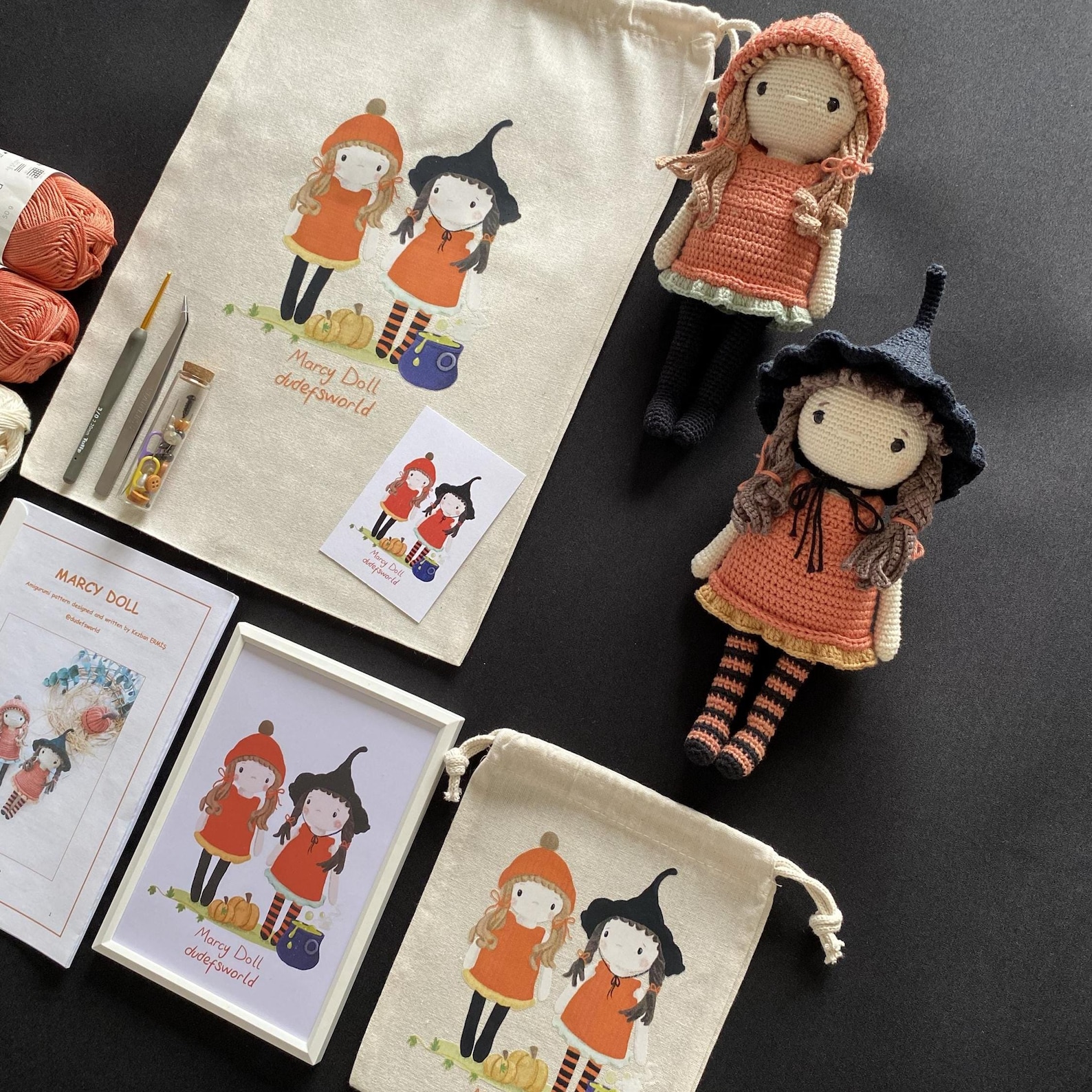 Marcy Doll Crochet Kit With Printed Pattern, Amigurumi DIY Kit (makes ...