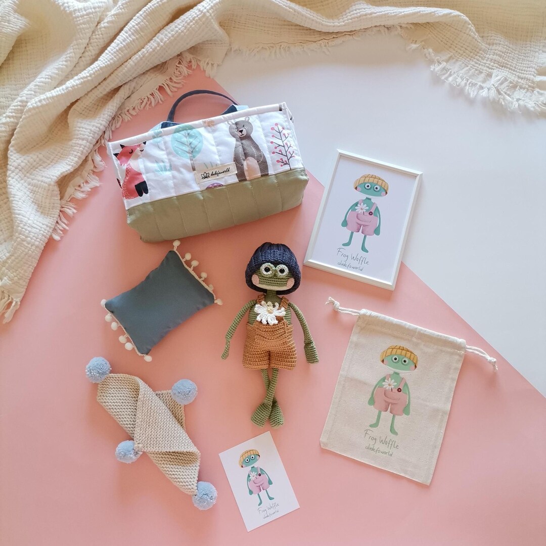 Handmade Amigurumi Frog Waffle Toy, Crochet Frog, Crochet Boy Frog ...