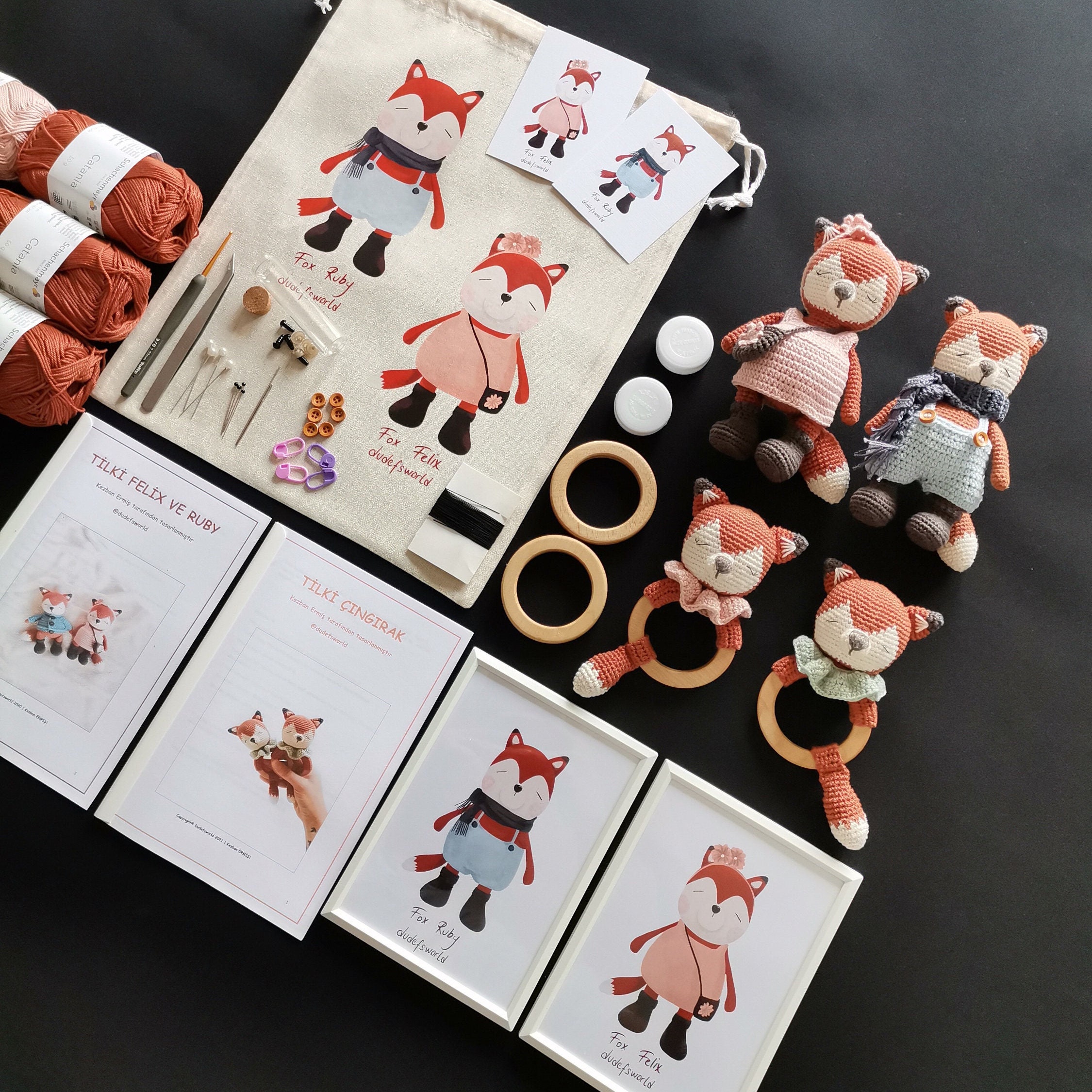 CROCHET KIT: Fox Felix and Ruby & Rattle With Printed Pattern ...