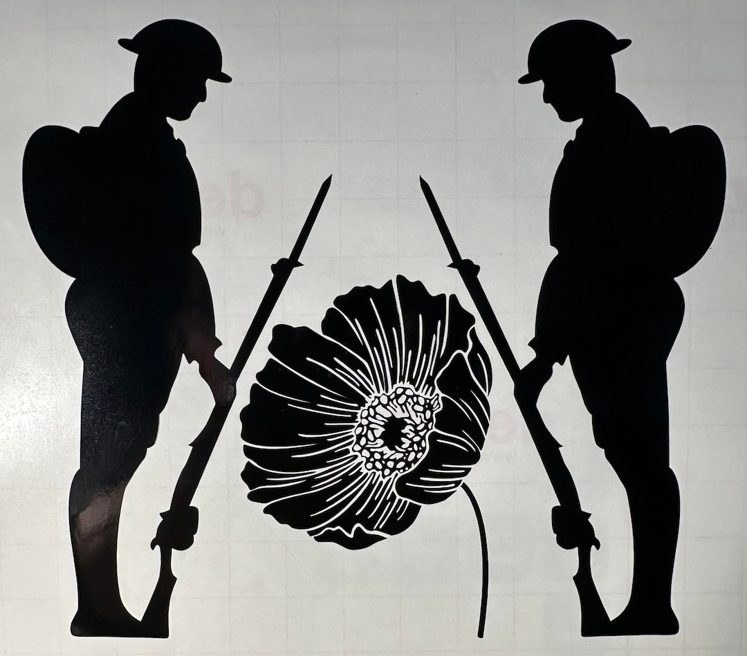Remembrance 2 Soldiers Silhouette & Poppy Vehicle Sticker - Etsy