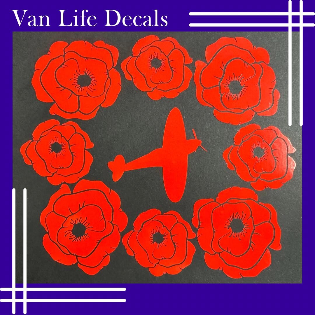 Remembrance: Poppy Wreath With Spitfire Decal / Sticker - Etsy