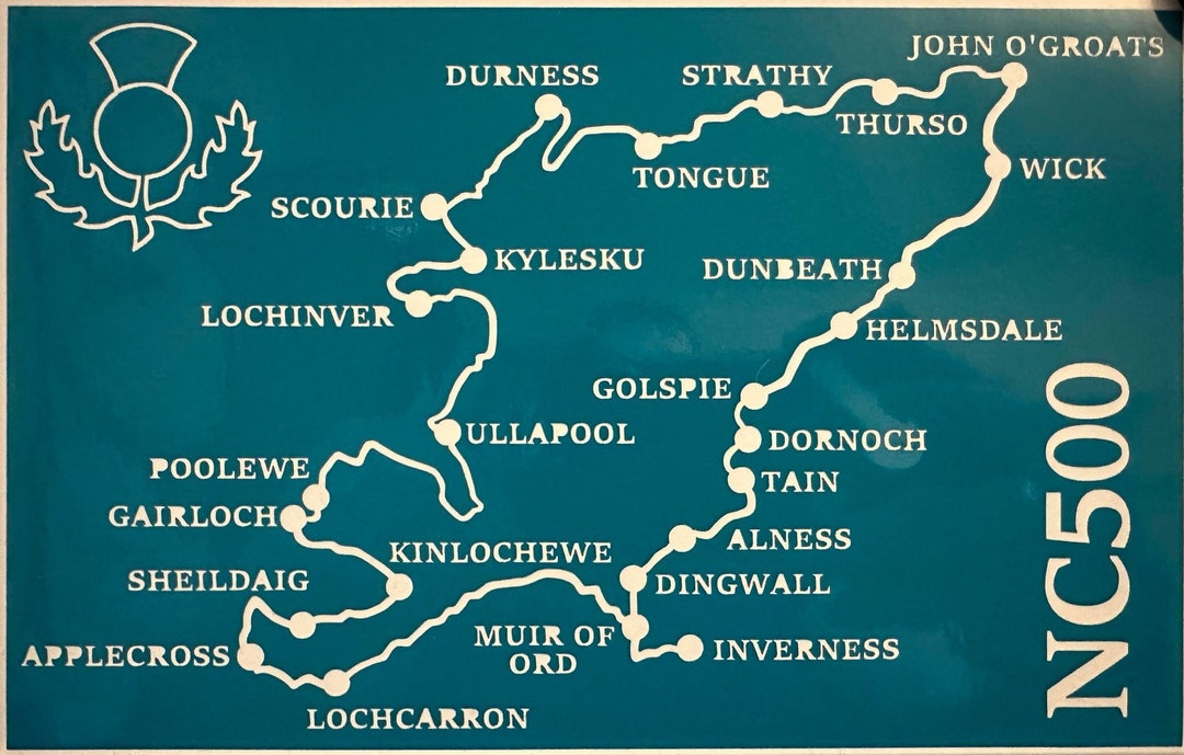 NC500 Thistle, Outline and Town Names - Vehicle Sticker - Etsy UK