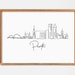 Printable Perth Cityscape, Minimalist One Line Drawing Skyline Print ...