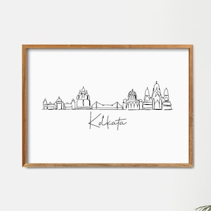 Printable Kolkata Cityscape, Minimalist One Line Drawing Skyline Print ...