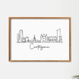 Printable Cartagena Skyline Wall Decor, Fine Line Art, Minimalist Art ...