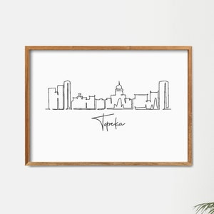 Printable Topeka, Kansas Minimalist One Line Drawing Skyline Print Art ...