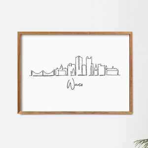 Printable Waco, Texas Skyline Wall Decor, Fine One Line Print ...