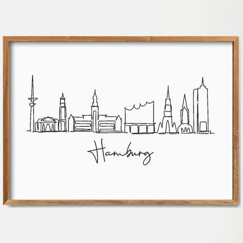 One Line Shanghai Skyline Printable Fine Line Art Print | Etsy