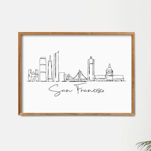 San Francisco Skyline Printable Art, One Line Draw Print, Minimalist ...