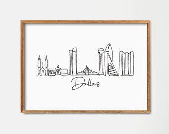 Dallas Skyline Drawing - Etsy