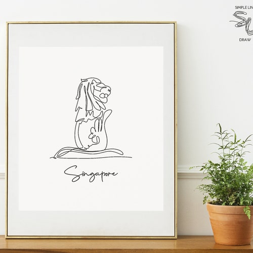Merlion Singapore Poster Singapore Wall Art Merlion Print - Etsy