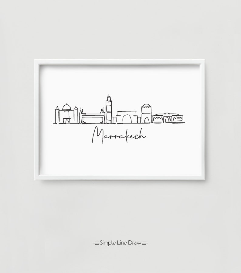 Printable Marrakech Cityscape Minimalist One Line Drawing | Etsy