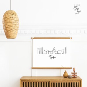 Printable Topeka, Kansas Minimalist One Line Drawing Skyline Print Art ...