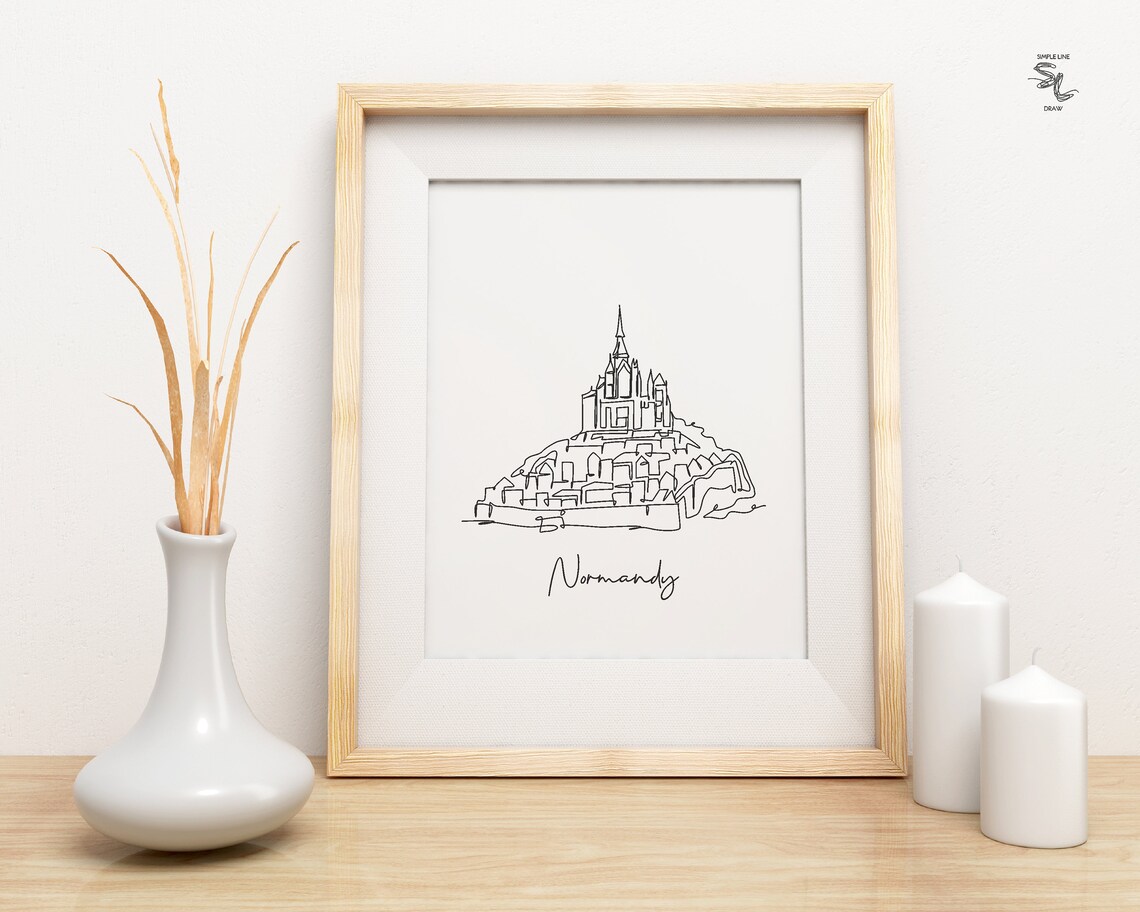 Mont Saint Michel Print: Normandy France, Minimalist Continuous Line ...