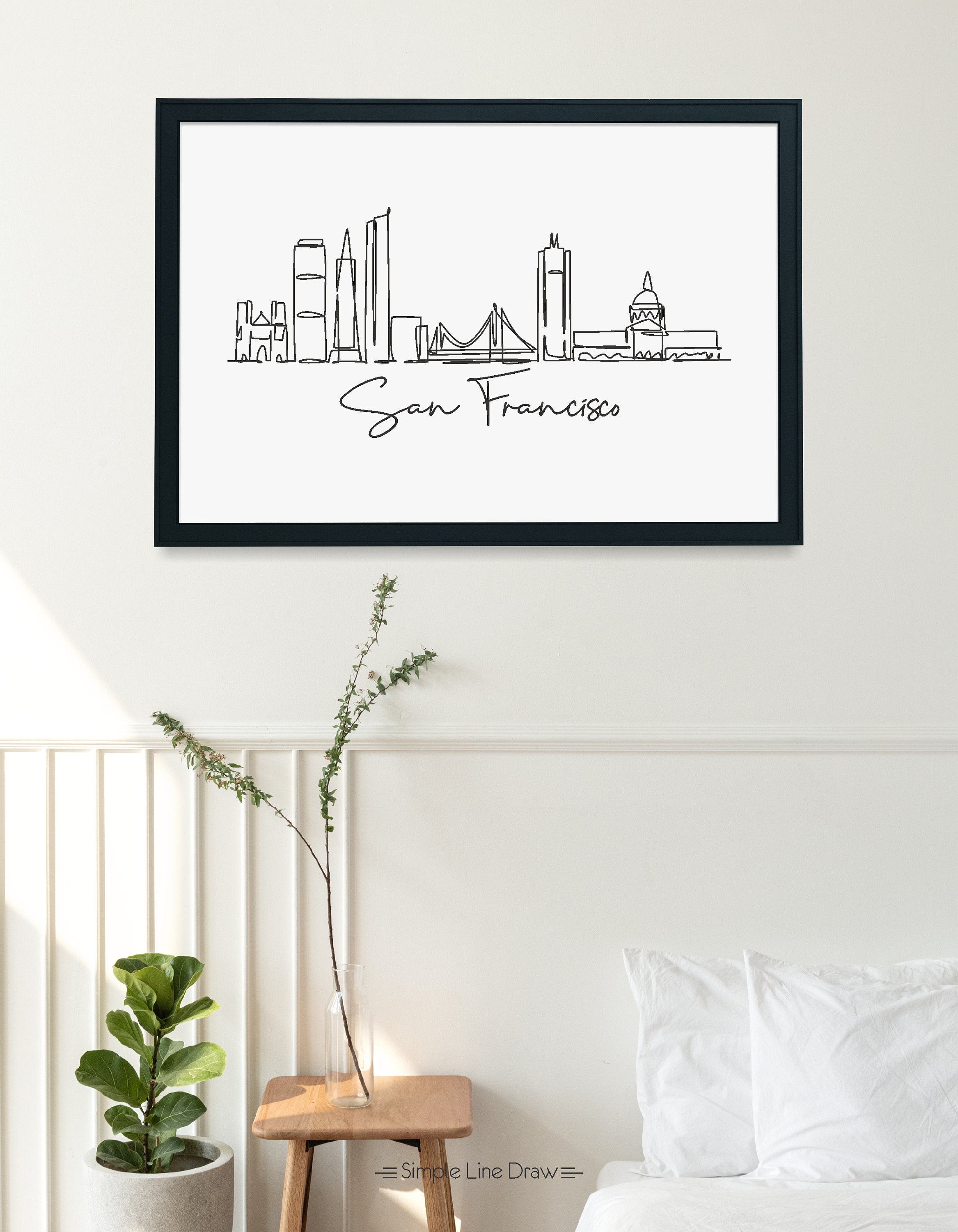 San Francisco Skyline Printable Art One Line Draw Print - Etsy