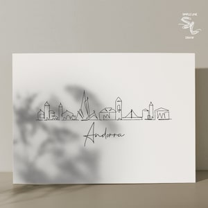 Andorra Skyline Printable Art, One Line Draw Print, Minimalist Wall ...