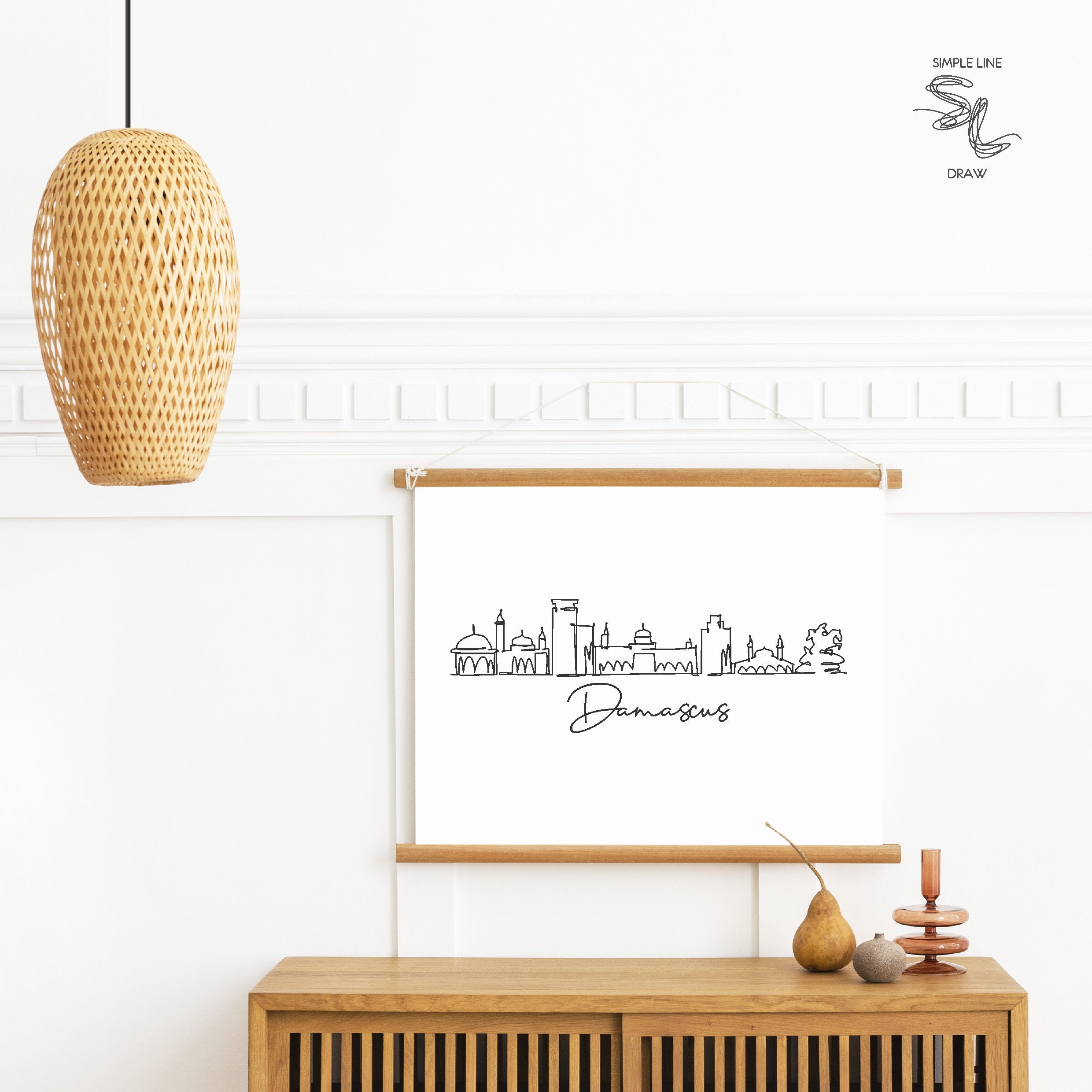 Damascus Skyline Printable Art One Line Draw Print | Etsy