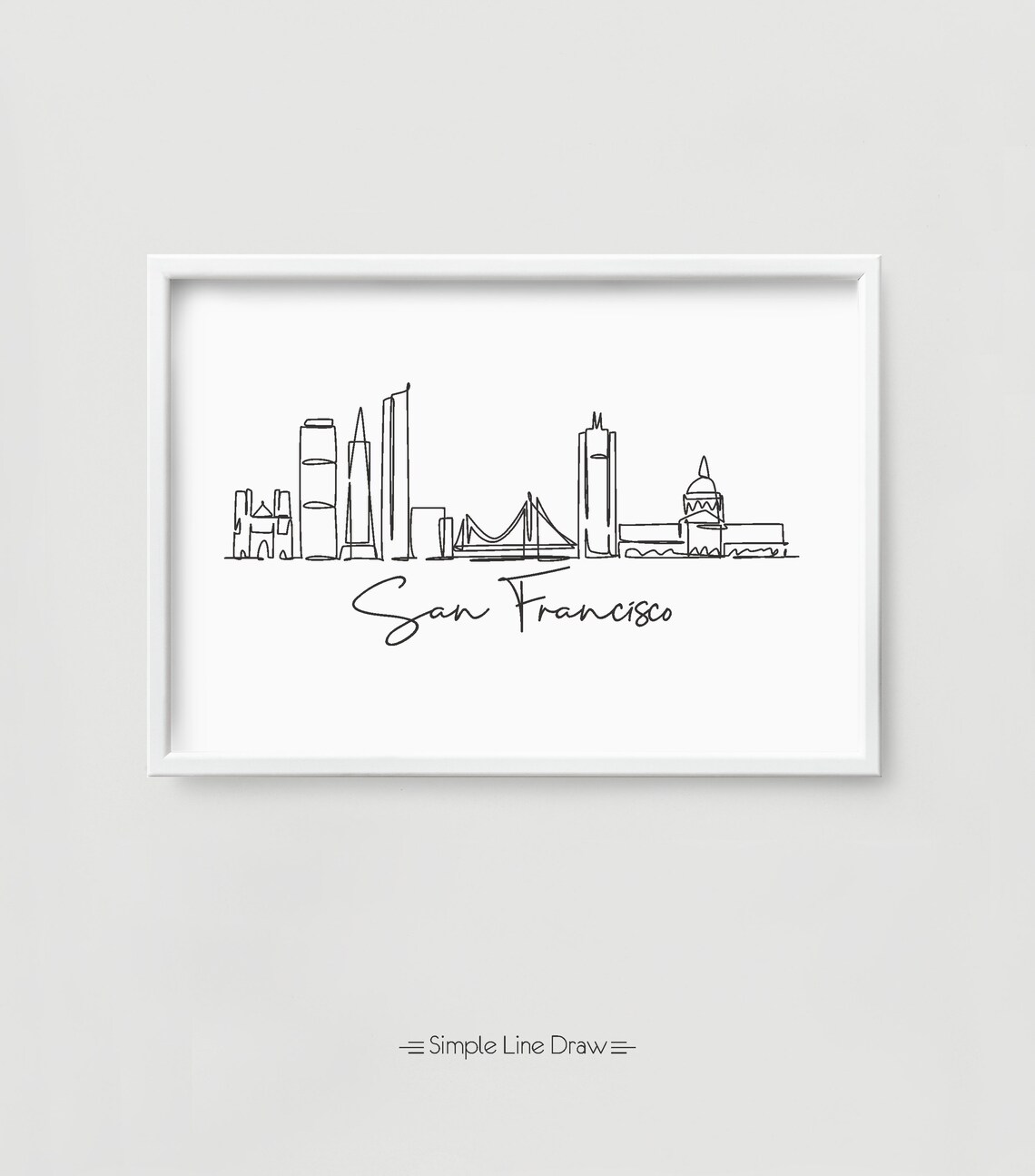San Francisco Skyline Printable Art One Line Draw Print | Etsy
