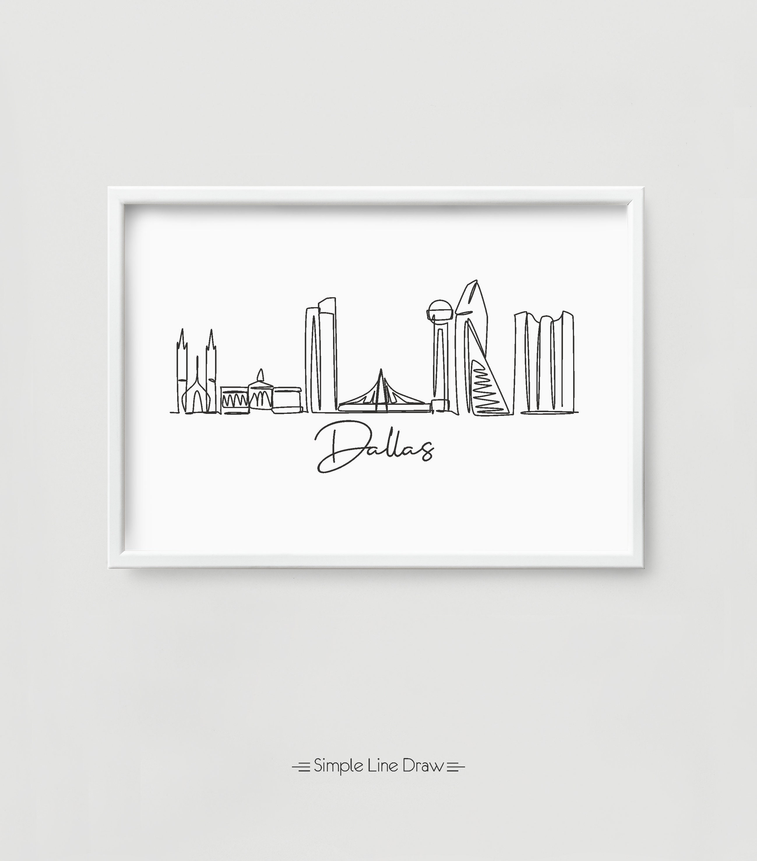 Dallas City Skyline Print One Line Drawing Printable Line - Etsy