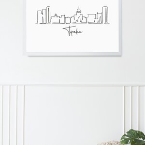 Printable Topeka, Kansas Minimalist One Line Drawing Skyline Print Art ...
