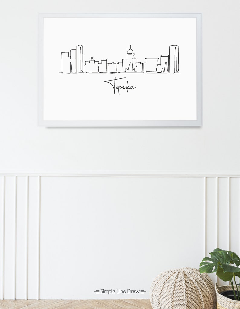 Printable Topeka Kansas Minimalist One Line Drawing Skyline | Etsy