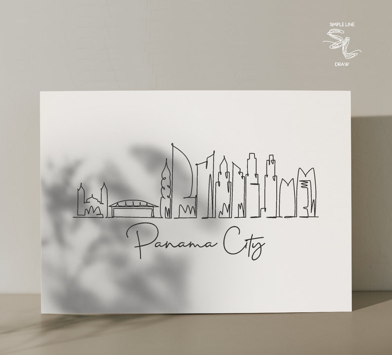 Printable Panama City Minimalist One Line Drawing Skyline - Etsy