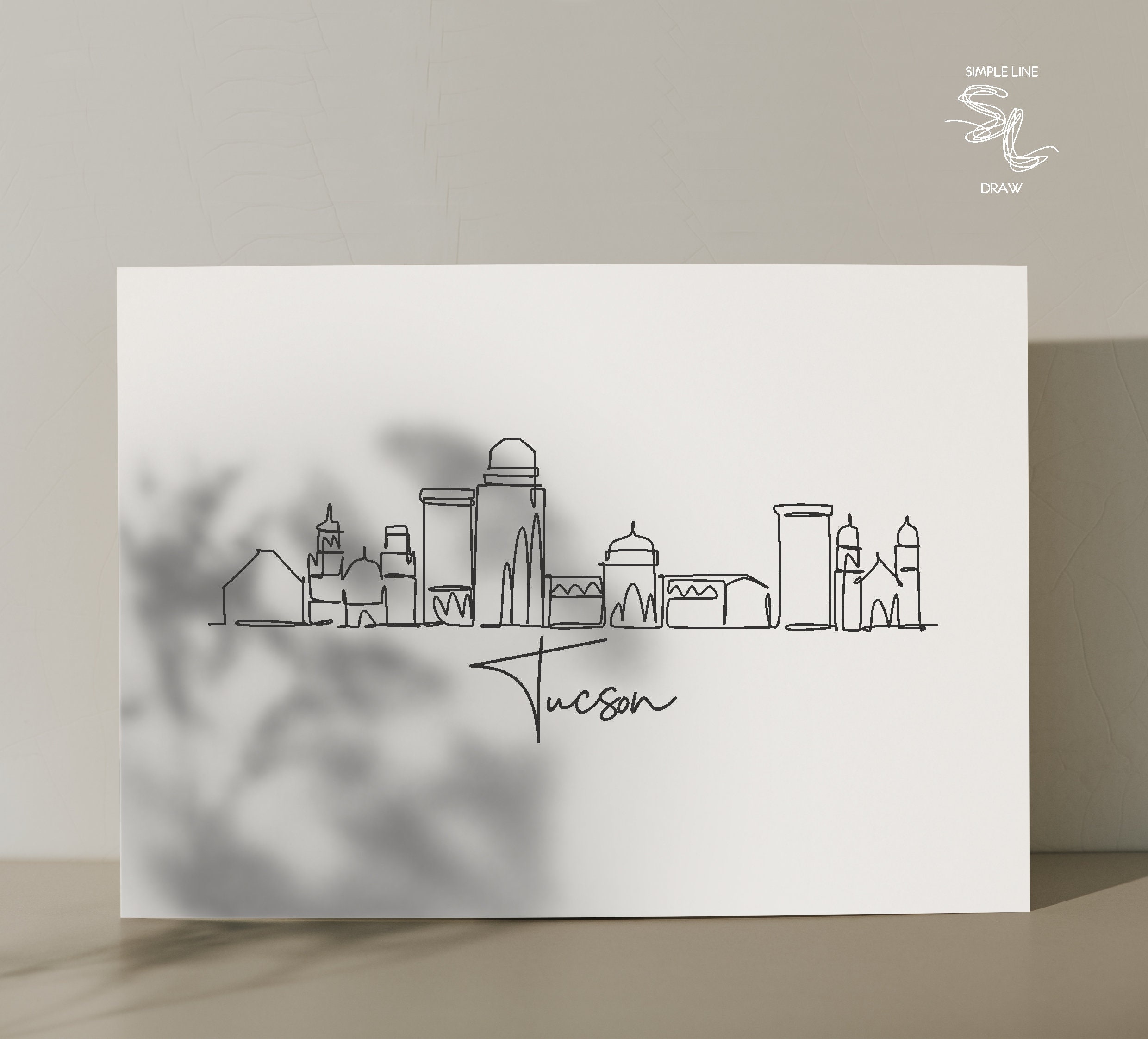 Printable Tucson Cityscape Minimalist One Line Drawing | Etsy