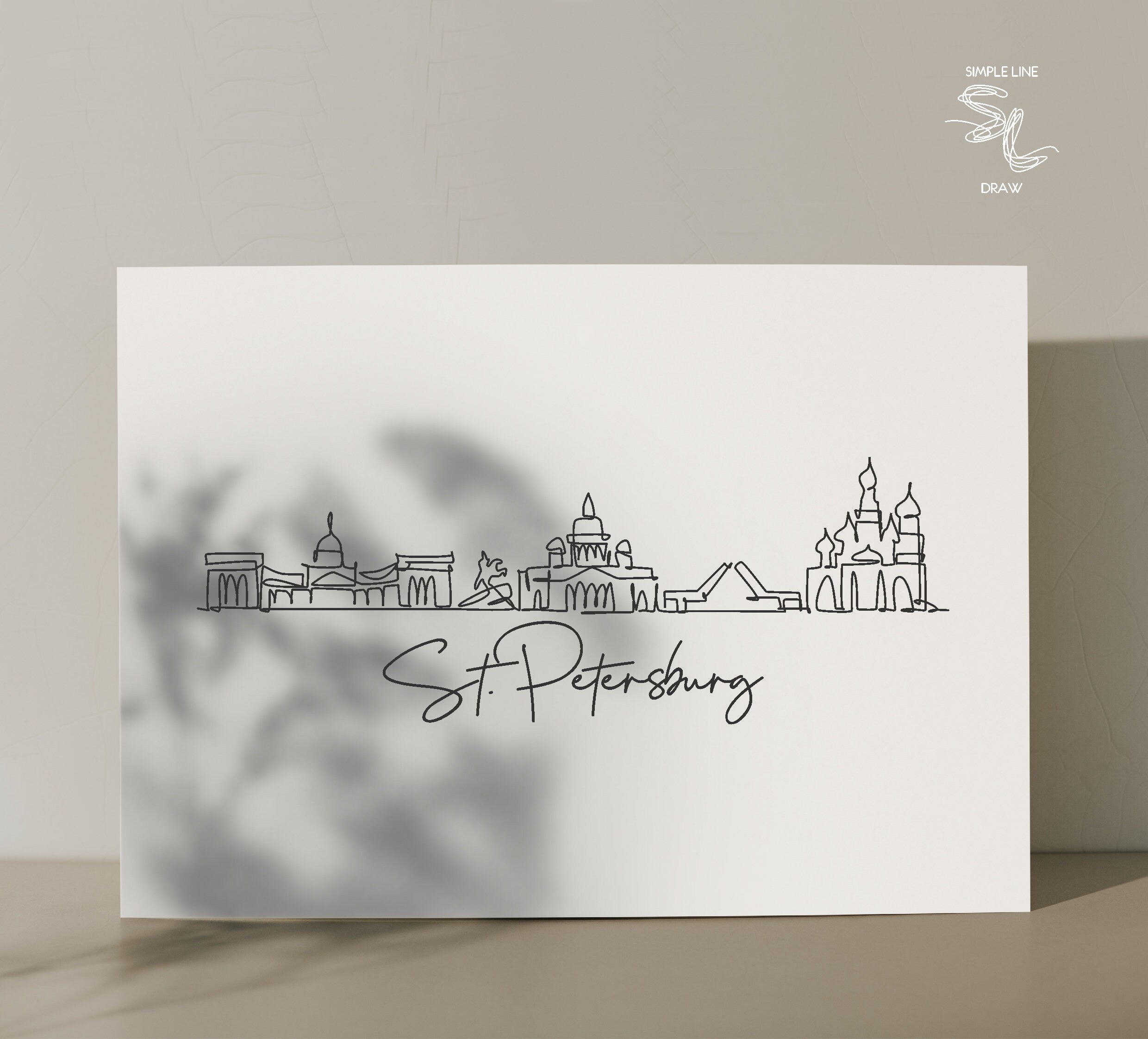 One Line St. Petersburg Skyline Printable Saint Petersburg | Etsy