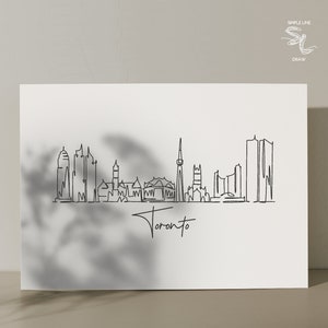 Printable Toronto Cityscape, Minimalist One Line Drawing Skyline Print ...