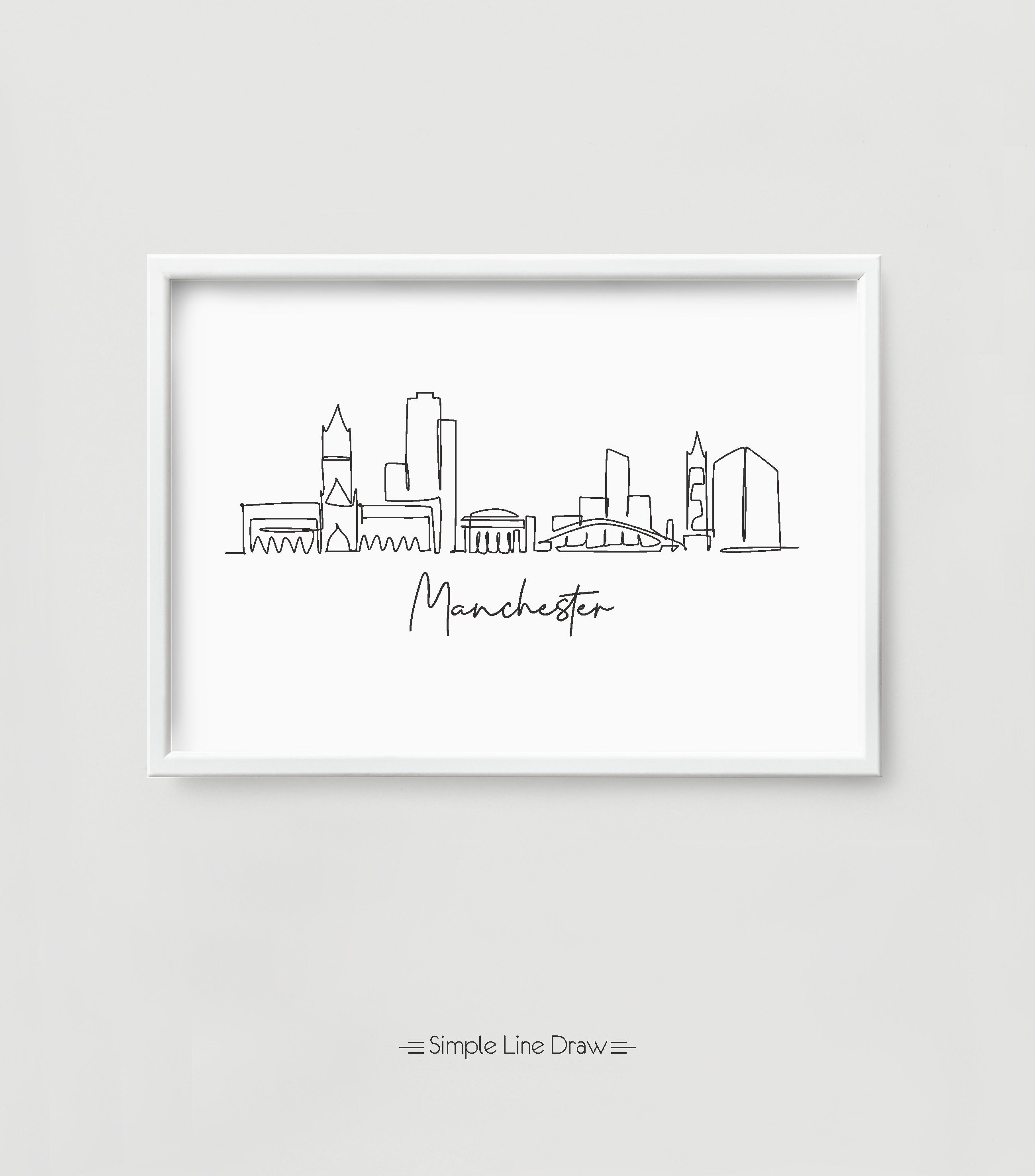 Printable Manchester Skyline Wall Decor Fine One Line Print | Etsy