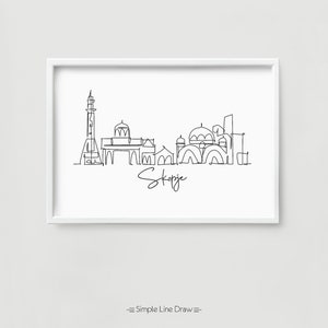 Skopje Cityscape One Line Draw Print: Minimalist Art, Modern Wall Decor ...