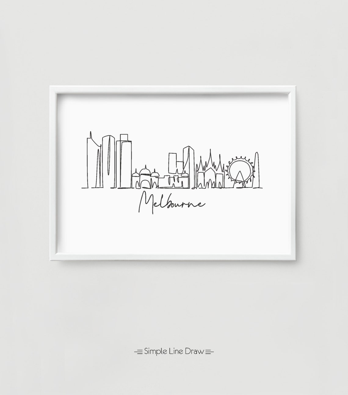 Printable Melbourne Skyline Wall Decor Fine One Line Print | Etsy