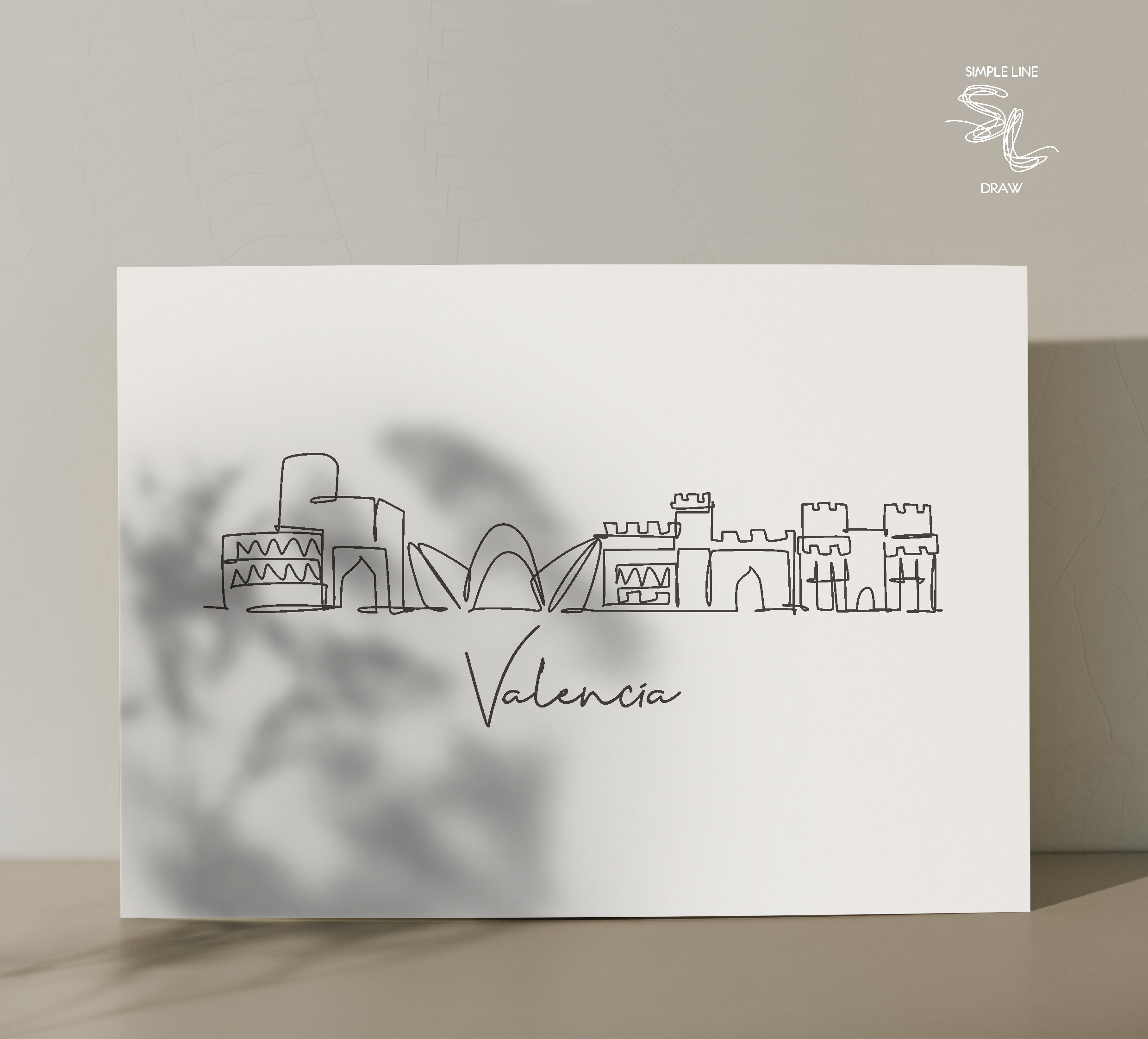 Printable Valencia Skyline Wall Decor Fine One Line Print | Etsy
