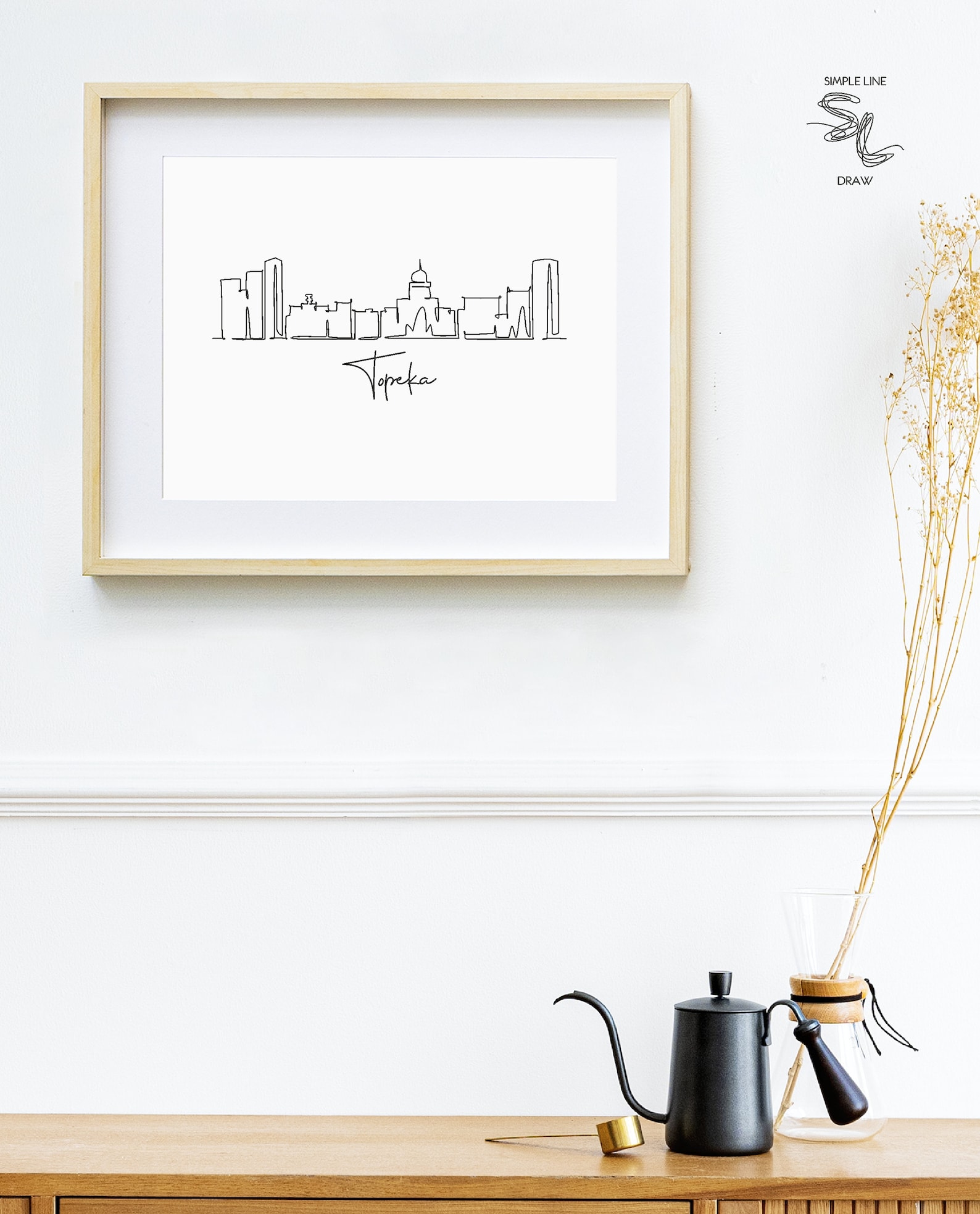 Printable Topeka Kansas Minimalist One Line Drawing Skyline | Etsy