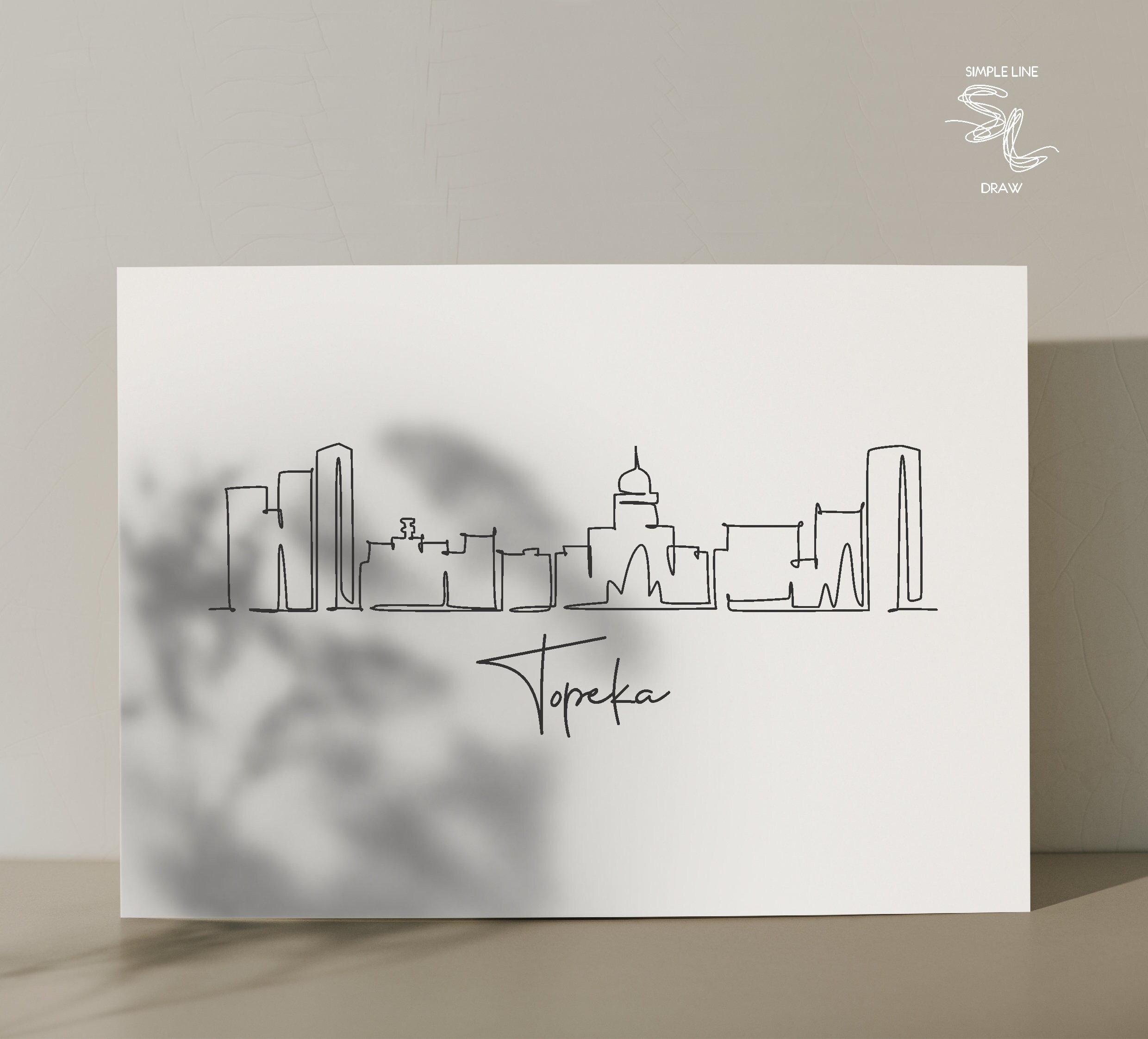 Printable Topeka Kansas Minimalist One Line Drawing Skyline | Etsy