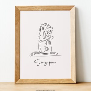 Merlion Singapore Poster, Singapore Wall Art, Merlion Print, Travel ...