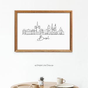 Basel City Skyline Print, One Line Drawing, Printable Line Art, Digital ...