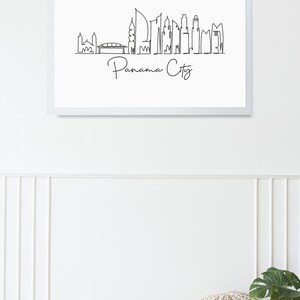 Printable Panama City, Minimalist One Line Drawing Skyline Print ...