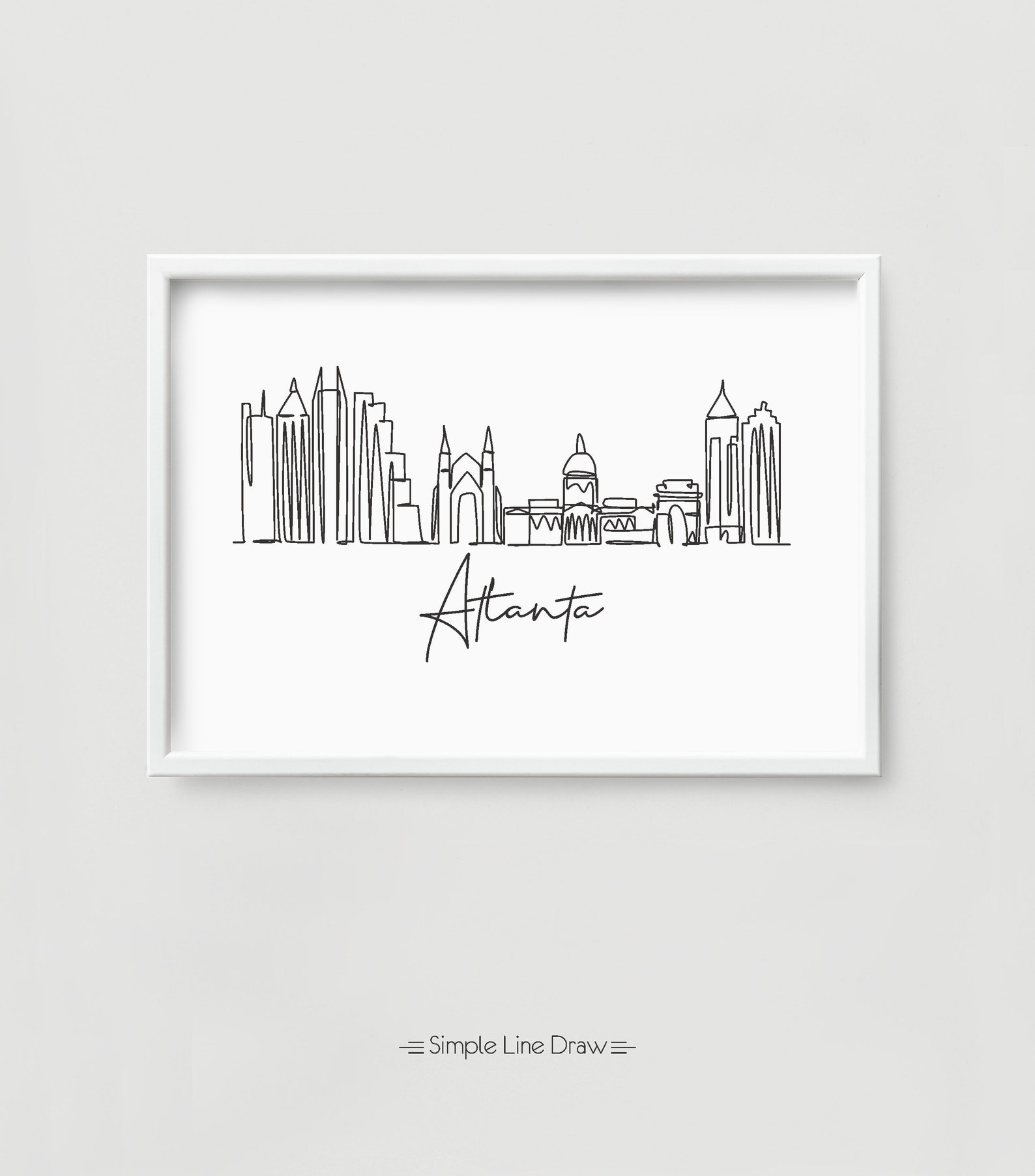 Printable Atlanta City Cityscape Minimalist One Line Drawing | Etsy