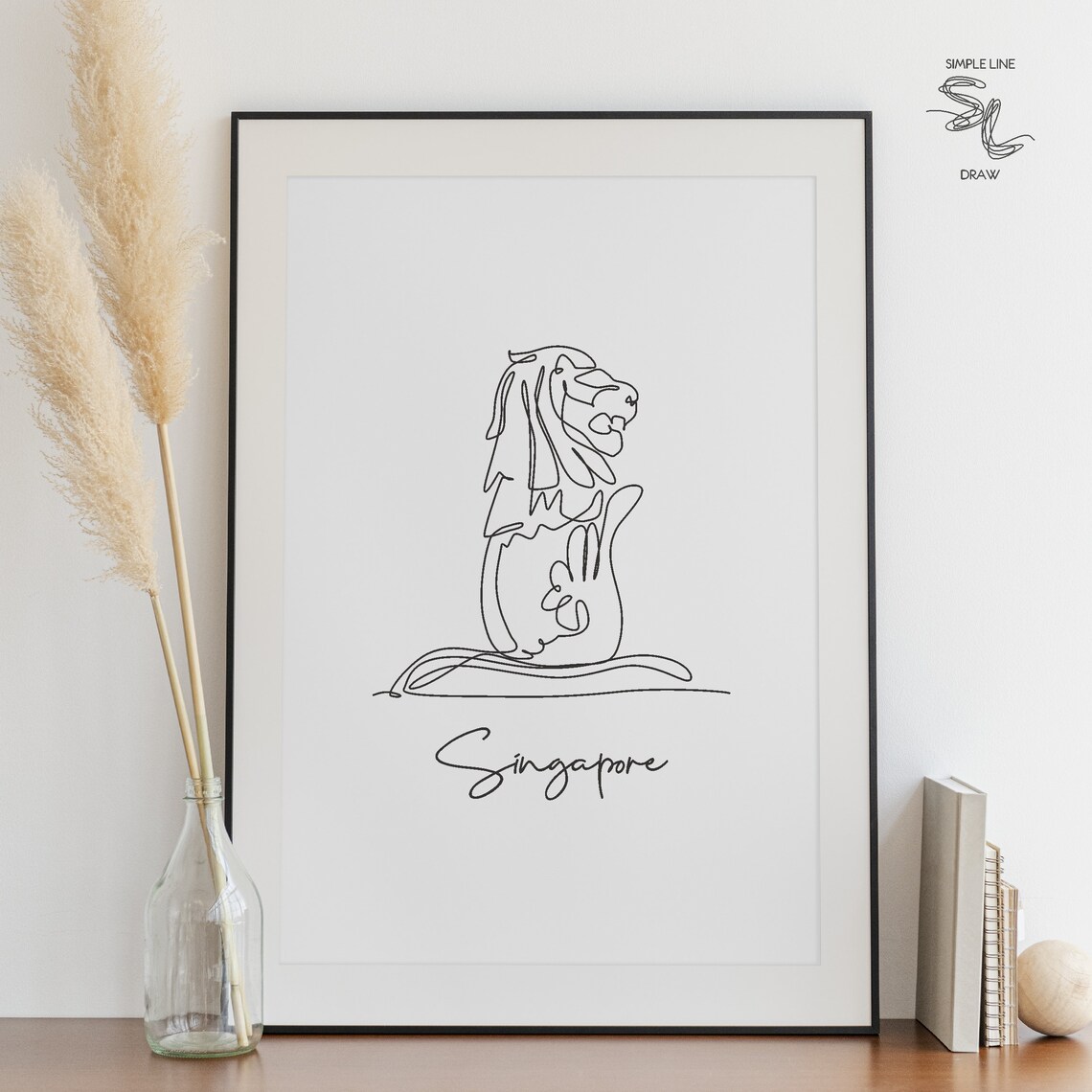 Merlion Singapore Poster Singapore Wall Art Merlion Print | Etsy
