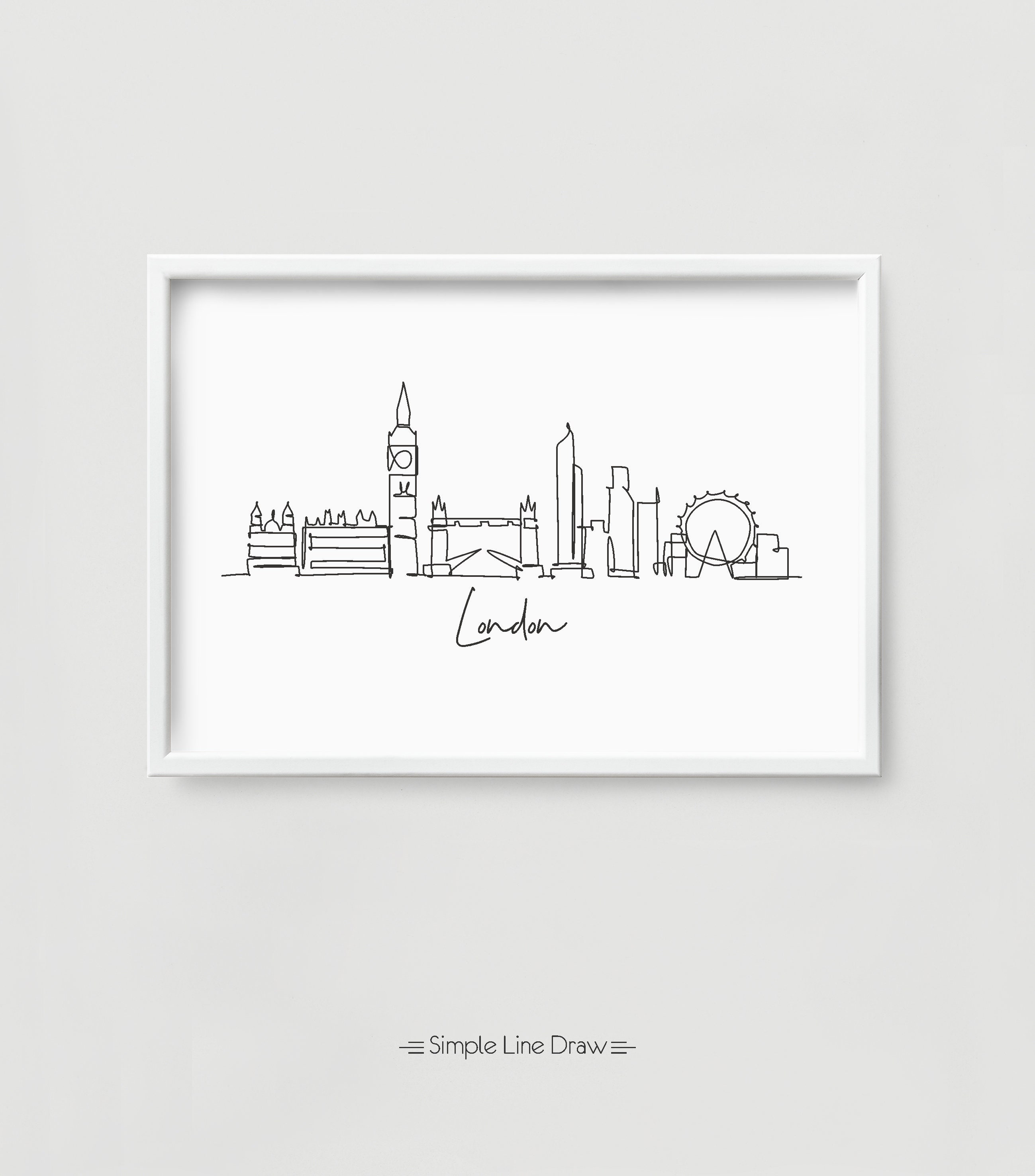 London Skyline Printable Wall Decor Fine Line Print - Etsy