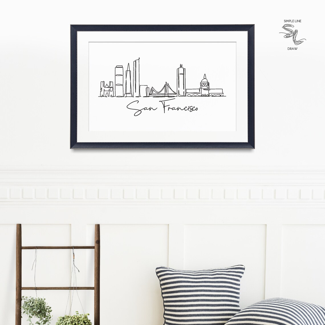 San Francisco Skyline Printable Art One Line Draw Print - Etsy
