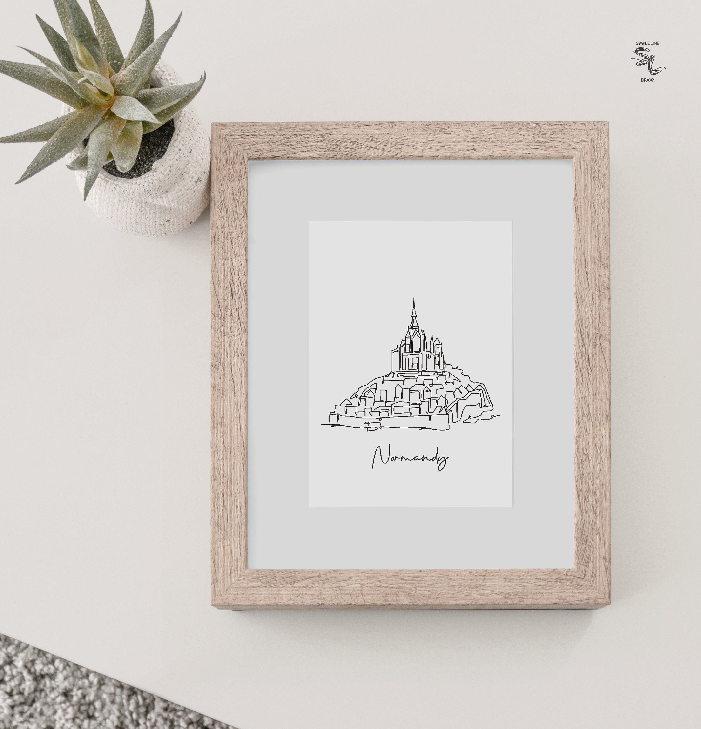 Mont Saint Michel Print: Normandy France, Minimalist Continuous Line ...