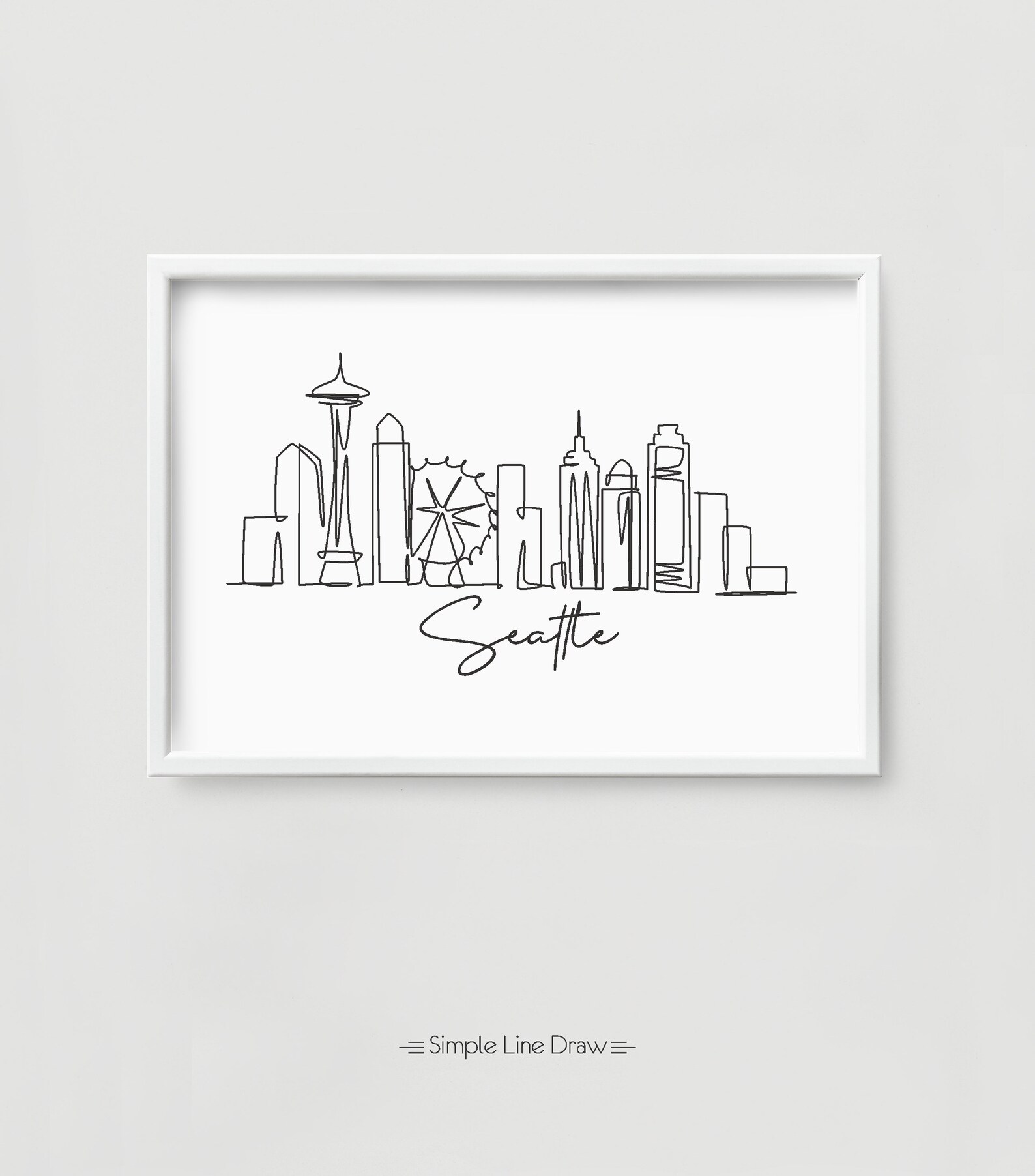 Printable Seattle Skyline Wall Decor Fine One Line Print | Etsy