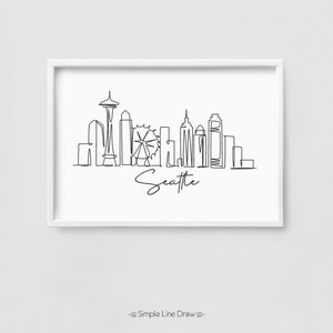 Printable Seattle Skyline Wall Decor, Fine One Line Print, Minimalist ...
