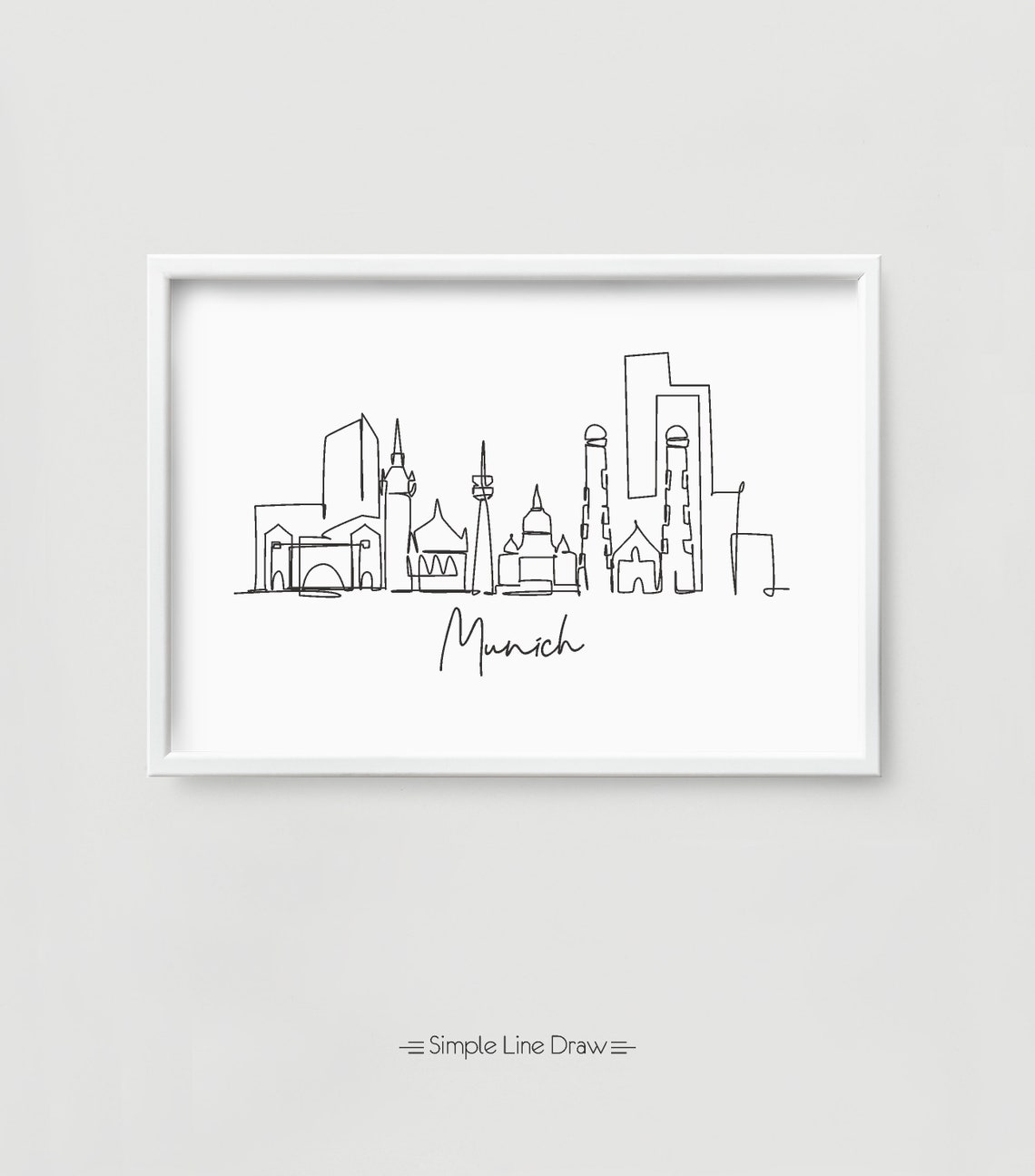 Munich Skyline Printable Art One Line Draw Print Minimalist | Etsy