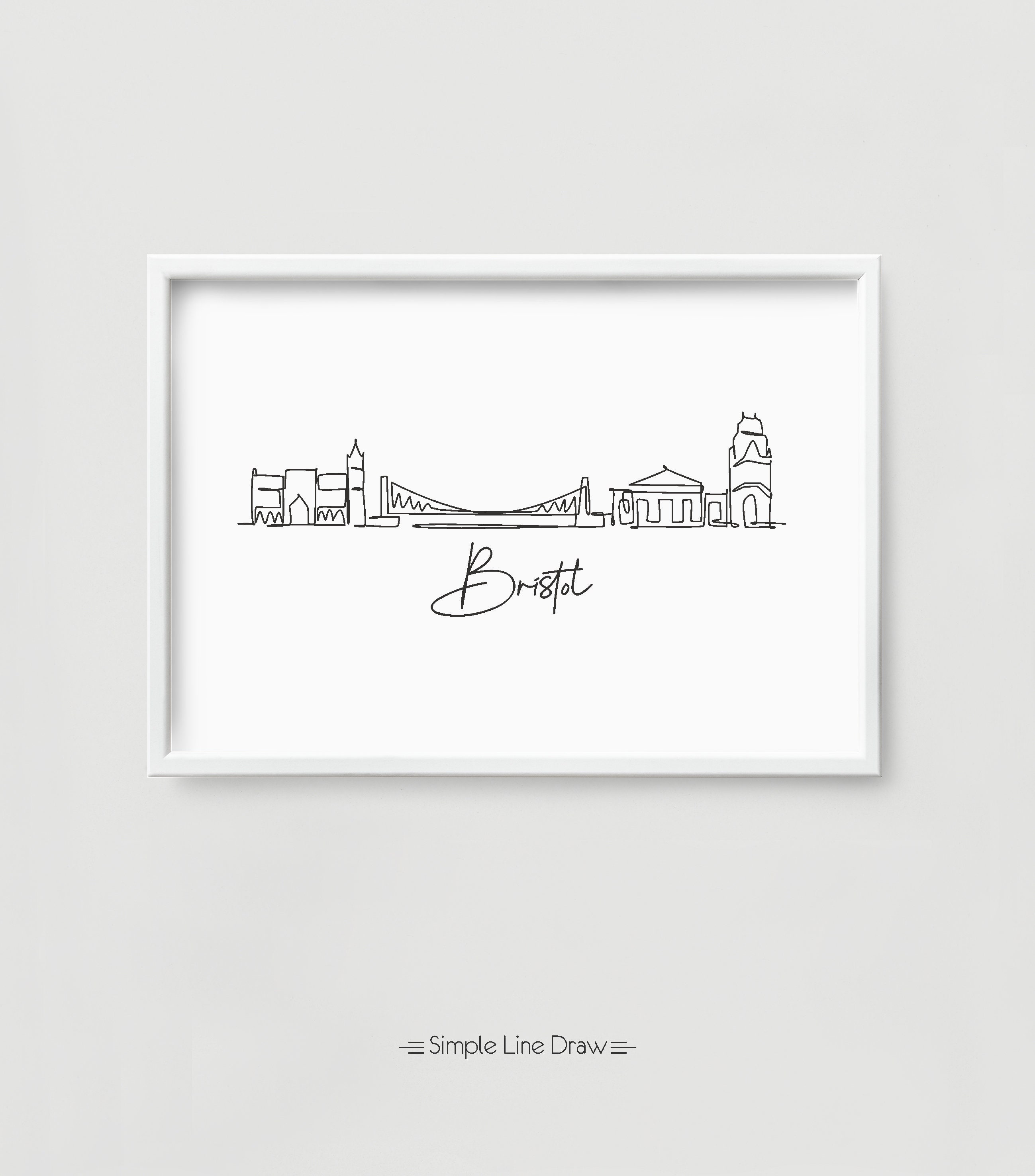 One Line Bristol City Skyline Print Printable Line Drawing | Etsy
