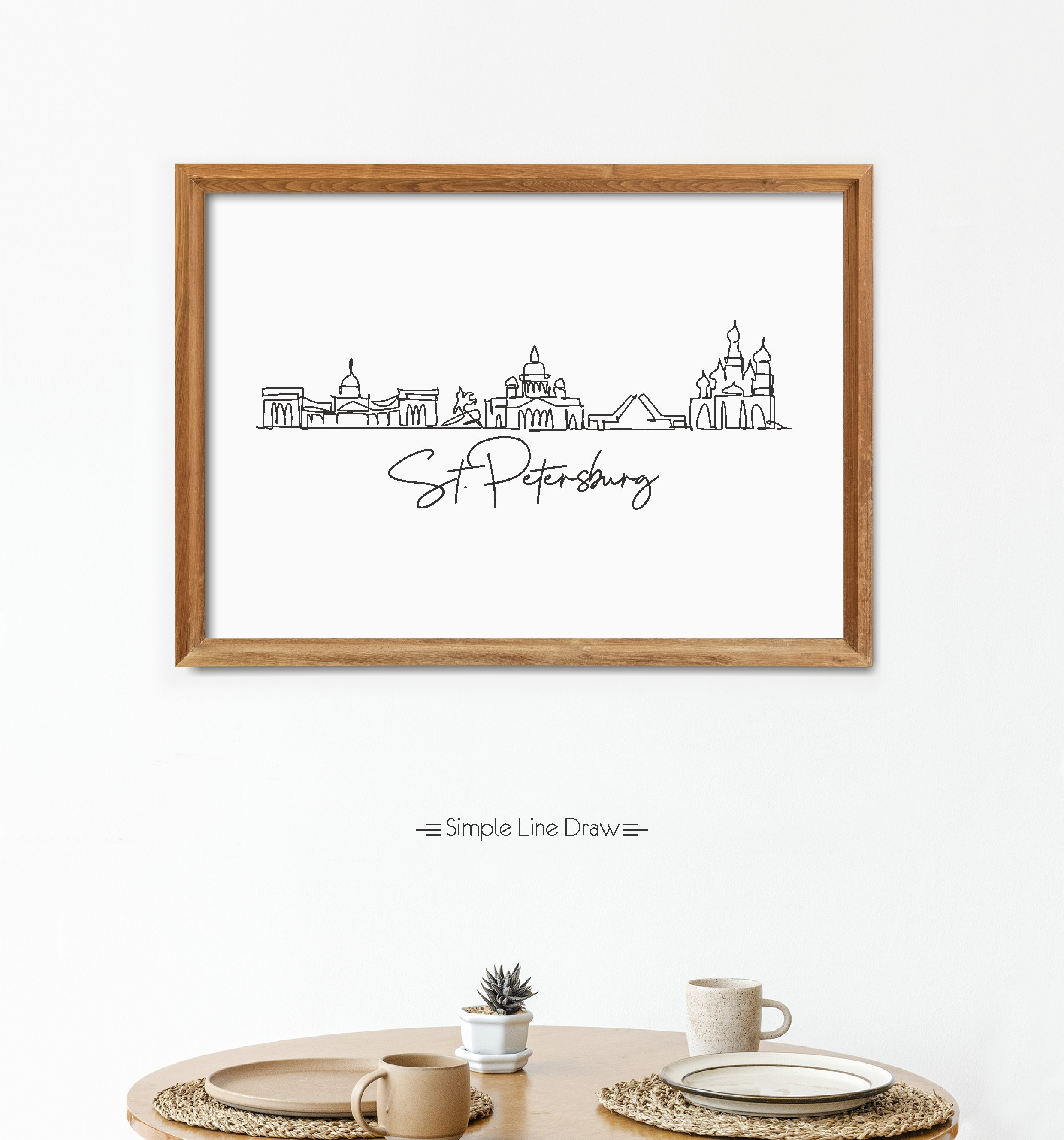 One Line St. Petersburg Skyline Printable Saint Petersburg | Etsy