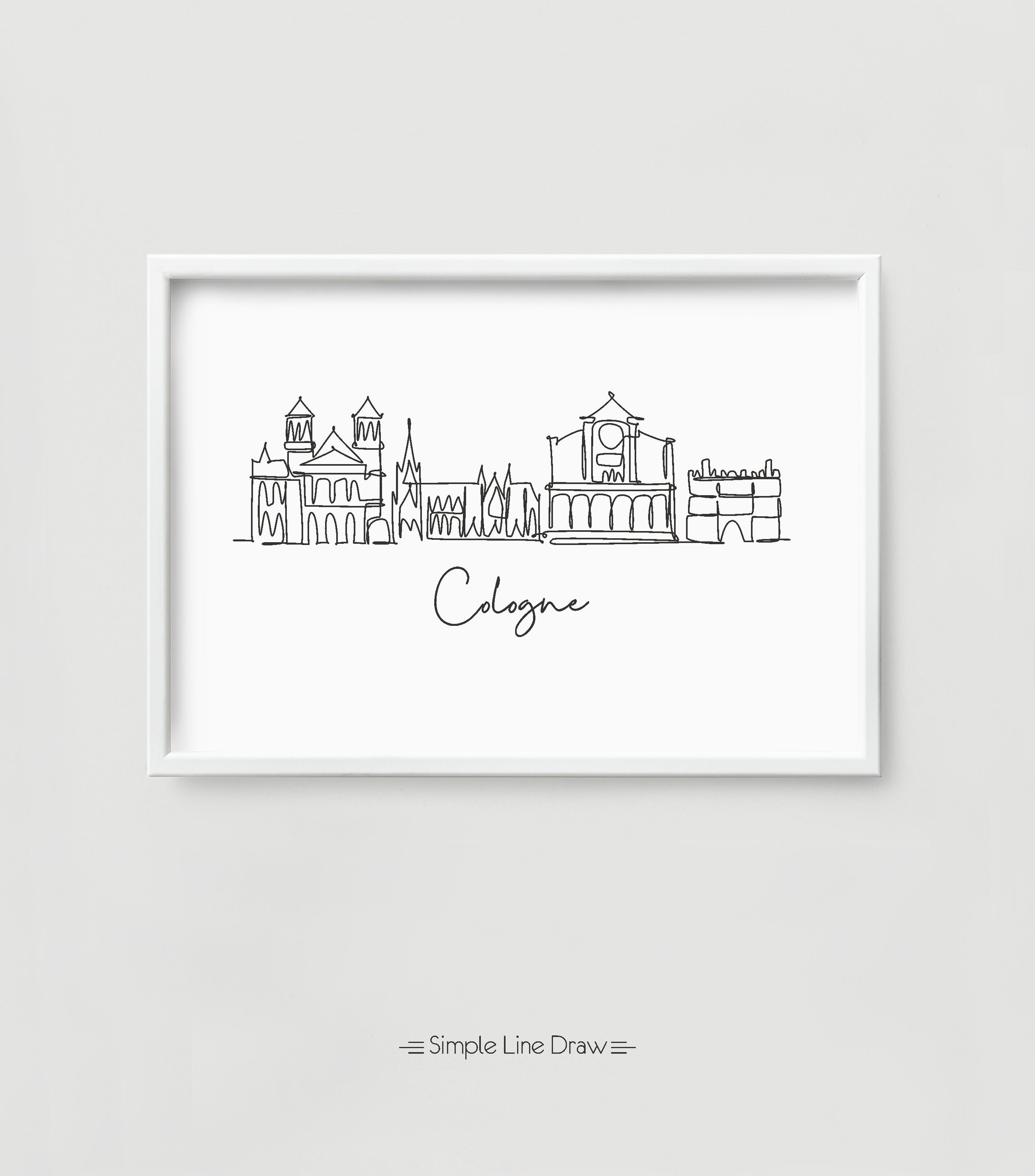 Printable Cologne Skyline Wall Decor Fine One Line Print | Etsy